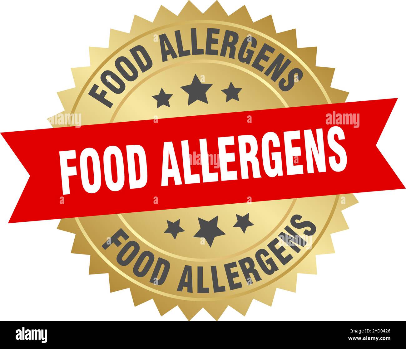 food allergens round red and gold label isolated on transparent ...