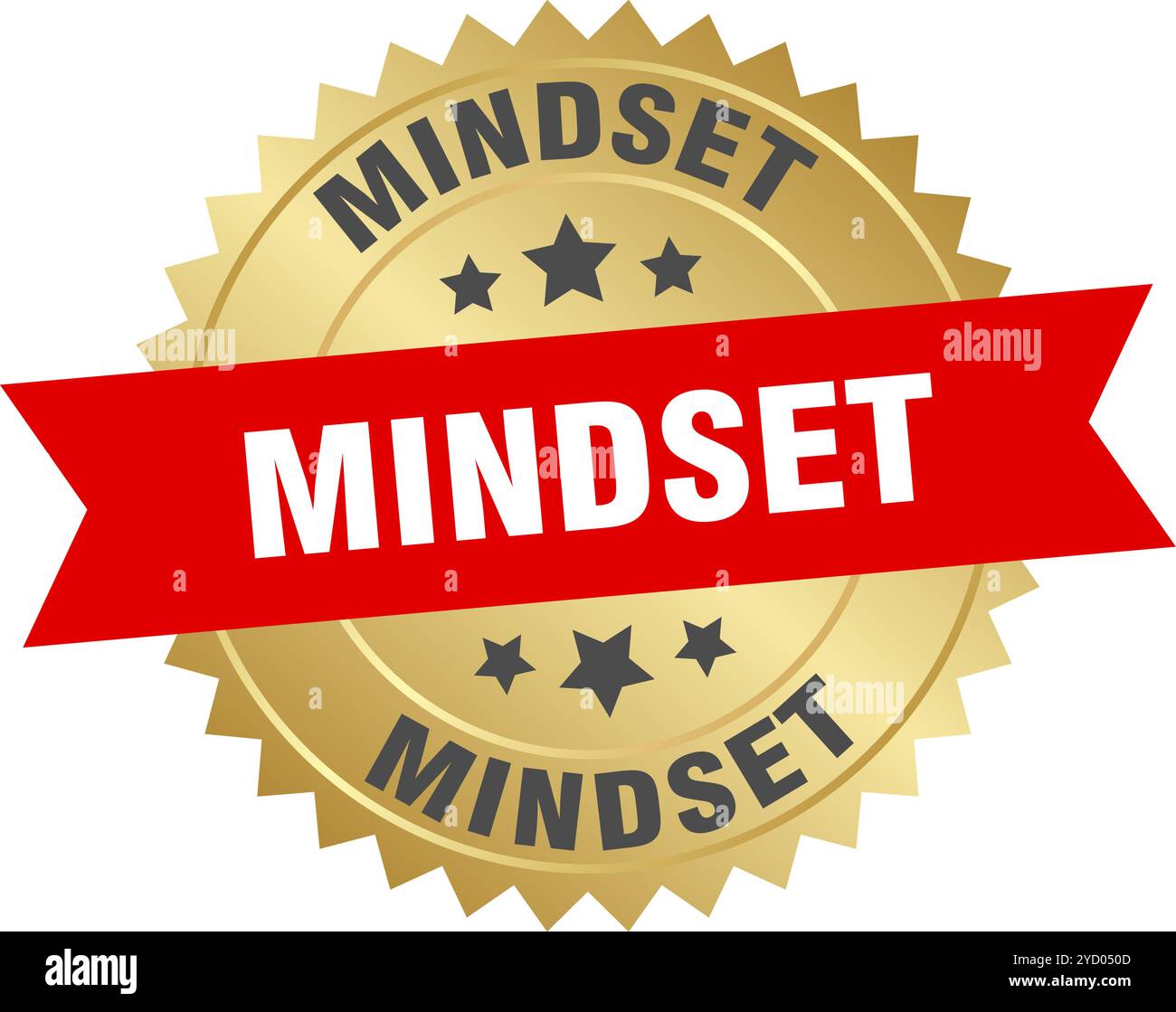 mindset round red and gold label isolated on transparent background ...
