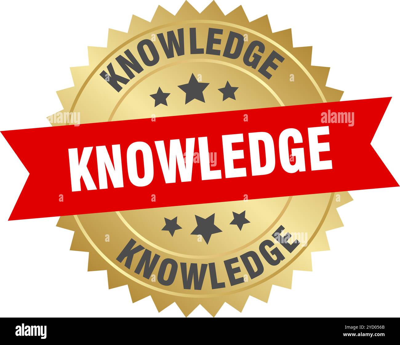 knowledge round red and gold label isolated on transparent background ...
