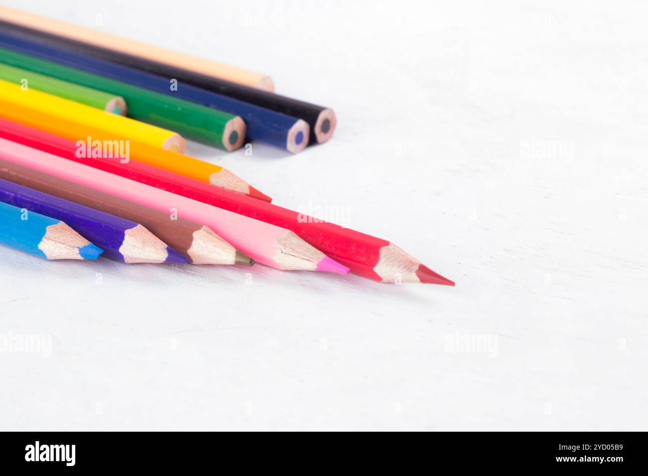 Color pencils isolated on white background. negative space. selective ...