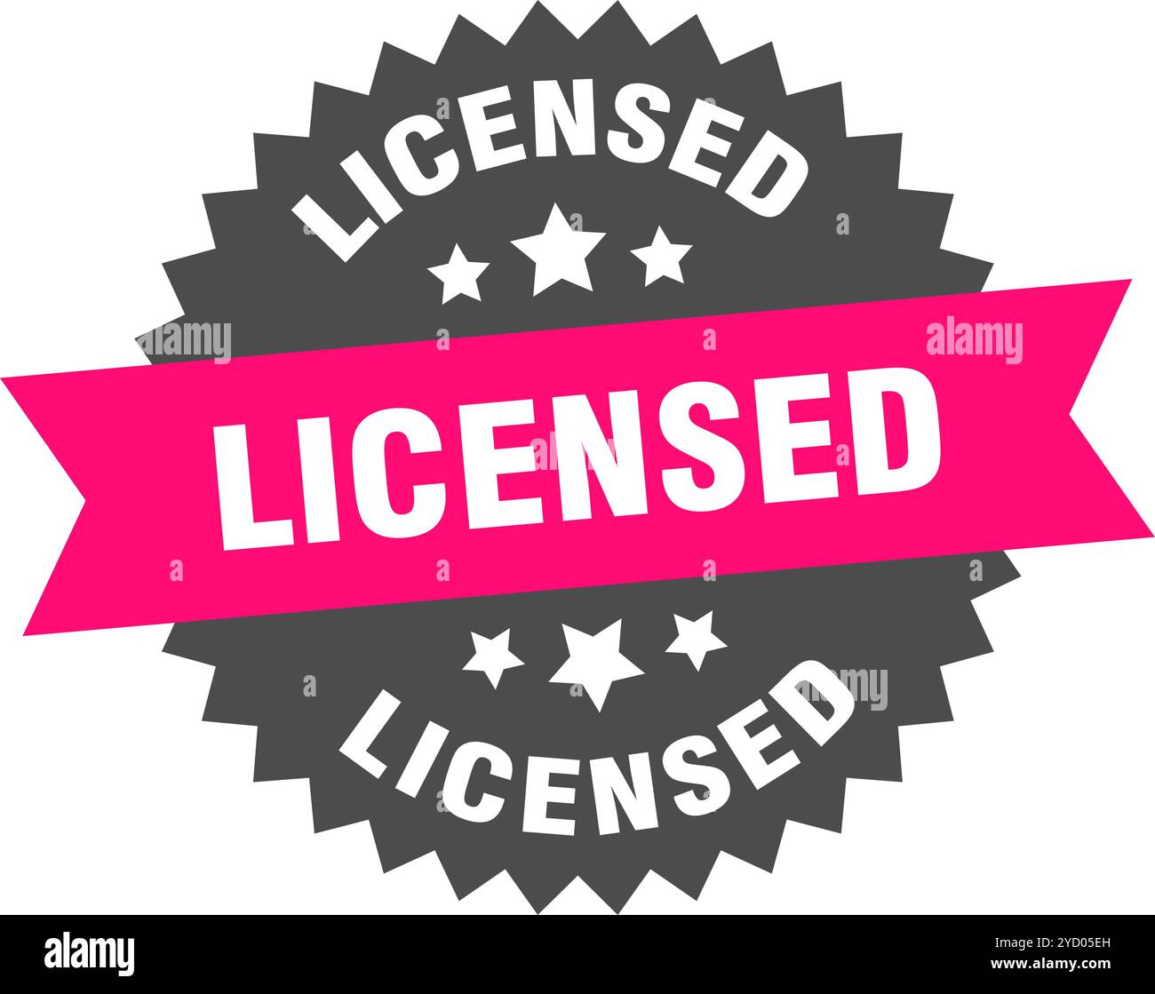 licensed round pink label isolated on transparent background. licensed ...