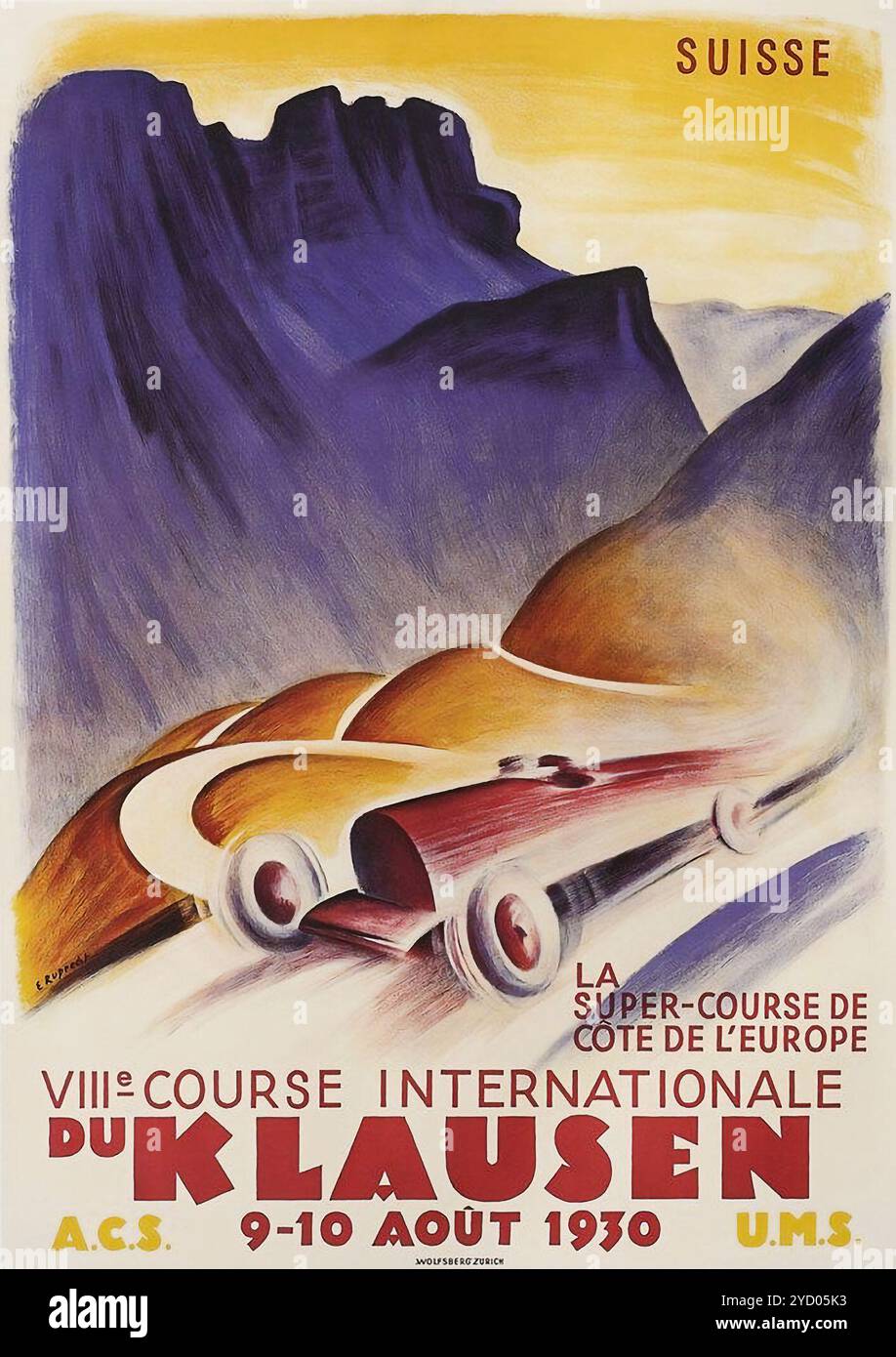 Vintage Car Racing Poster: VIIIe Course Internationale Du Klausen 1930 ...