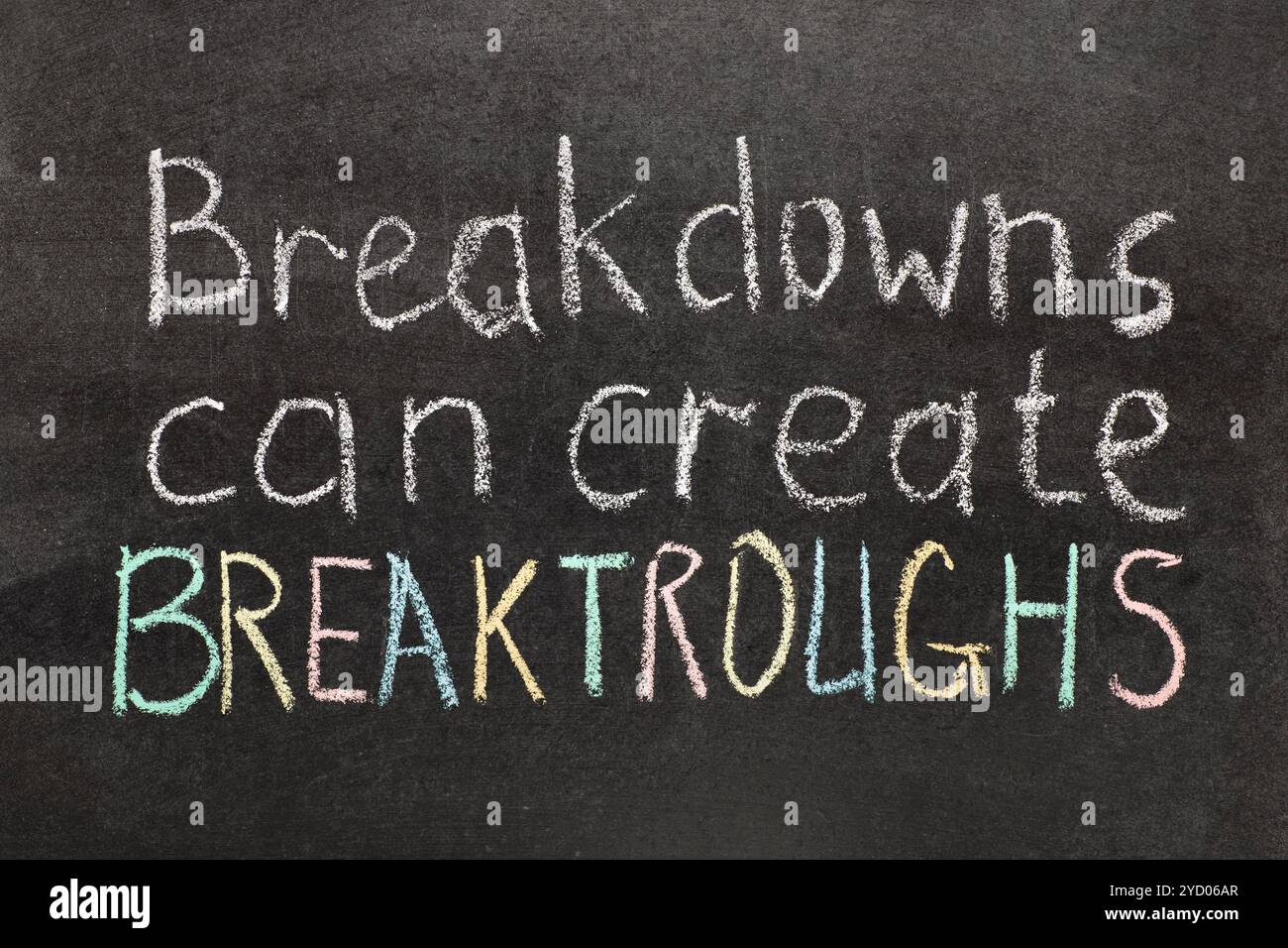 breakdowns can create breakthroughs phrase handwritten on blackboard ...