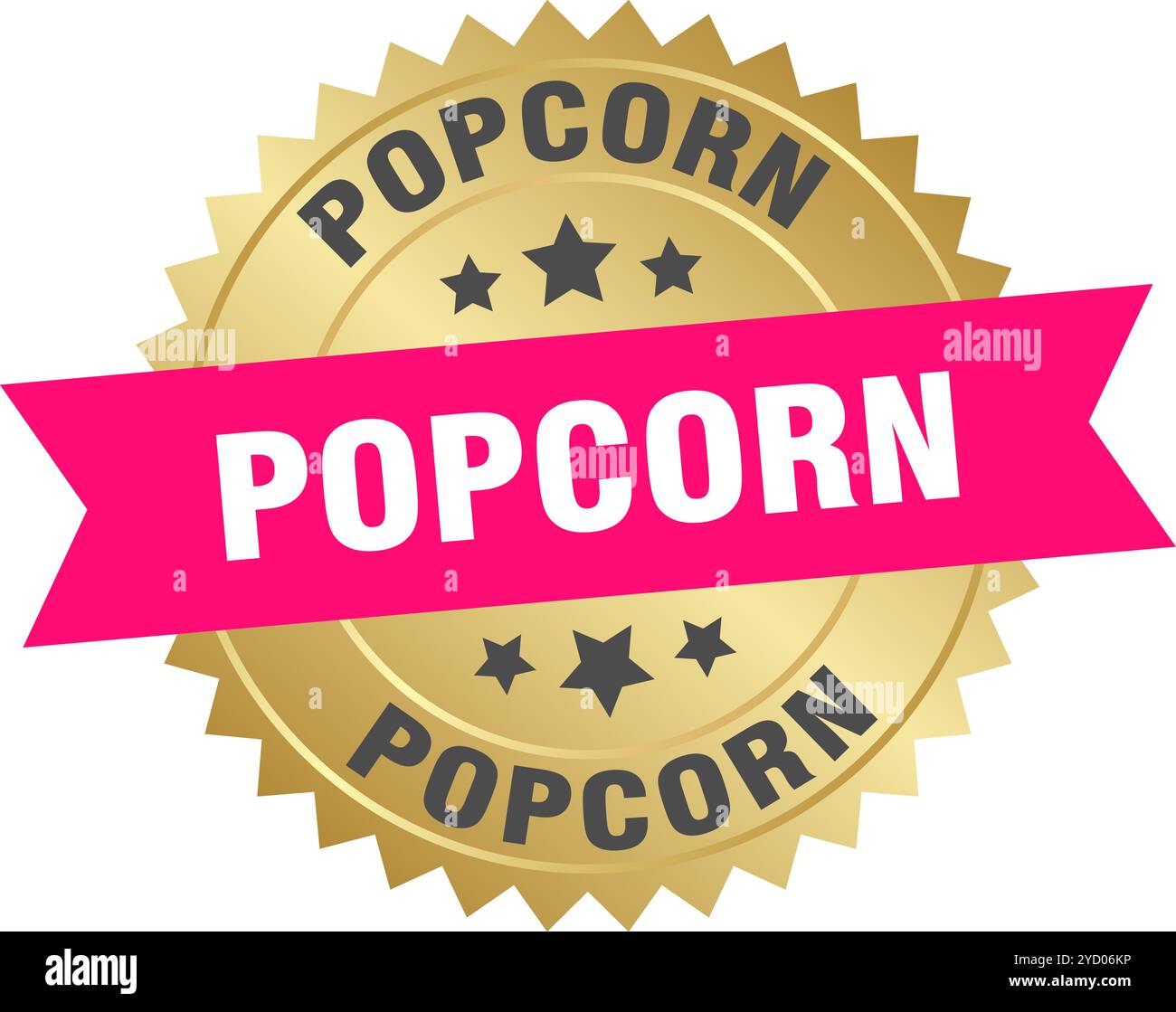 popcorn round pink and gold label isolated on transparent background ...