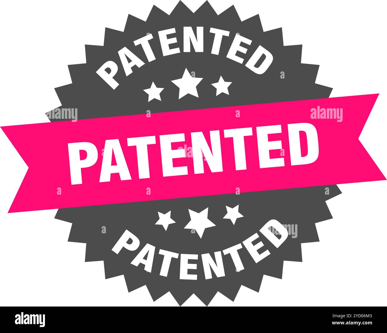 patented round pink label isolated on transparent background. patented ...