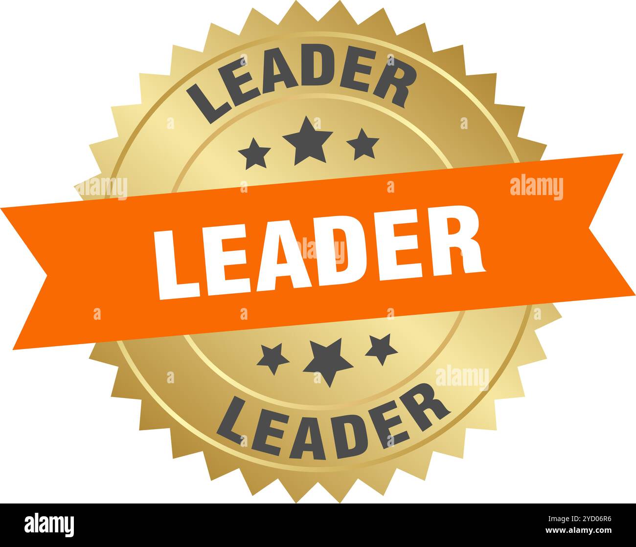 leader round orange and gold label isolated on transparent background ...