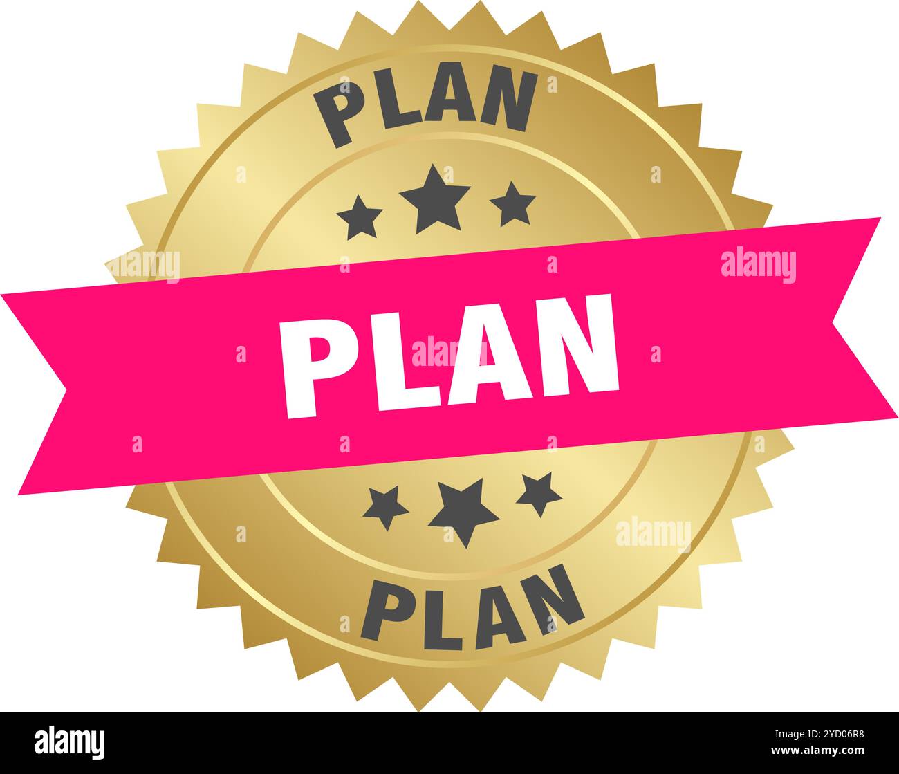 plan round pink and gold label isolated on transparent background. plan ...