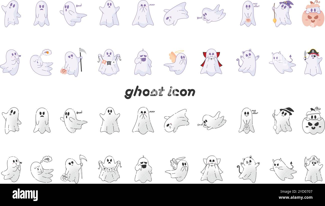 Cute ghost devil and vampire pattern for Halloween, Vector Stock Vector ...