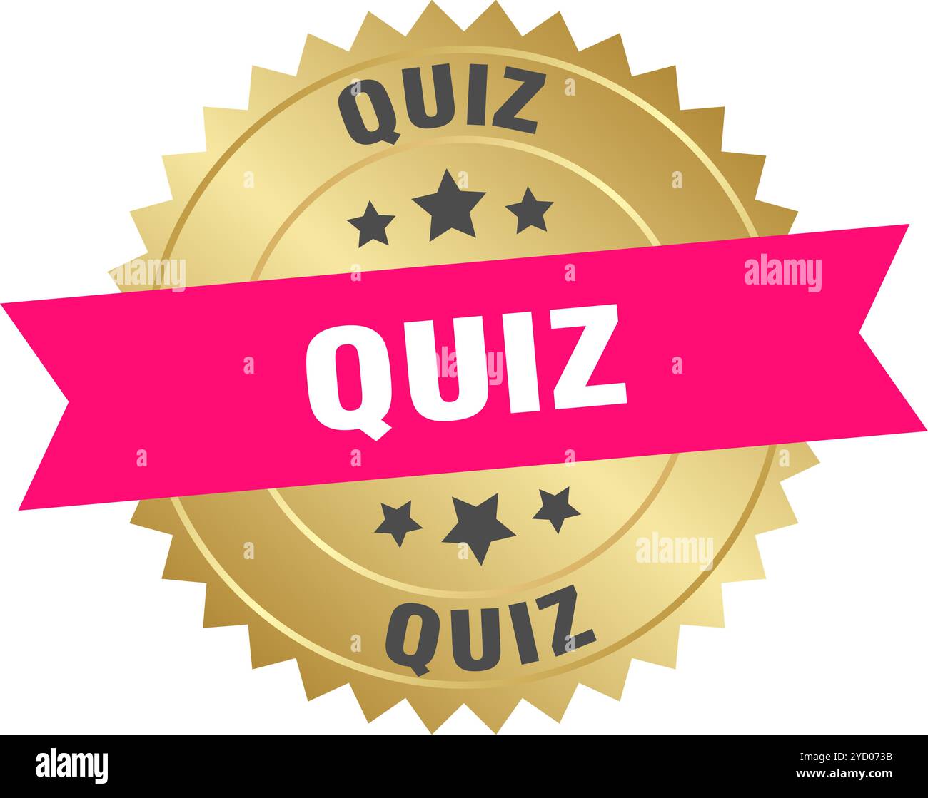 quiz round pink and gold label isolated on transparent background. quiz ...