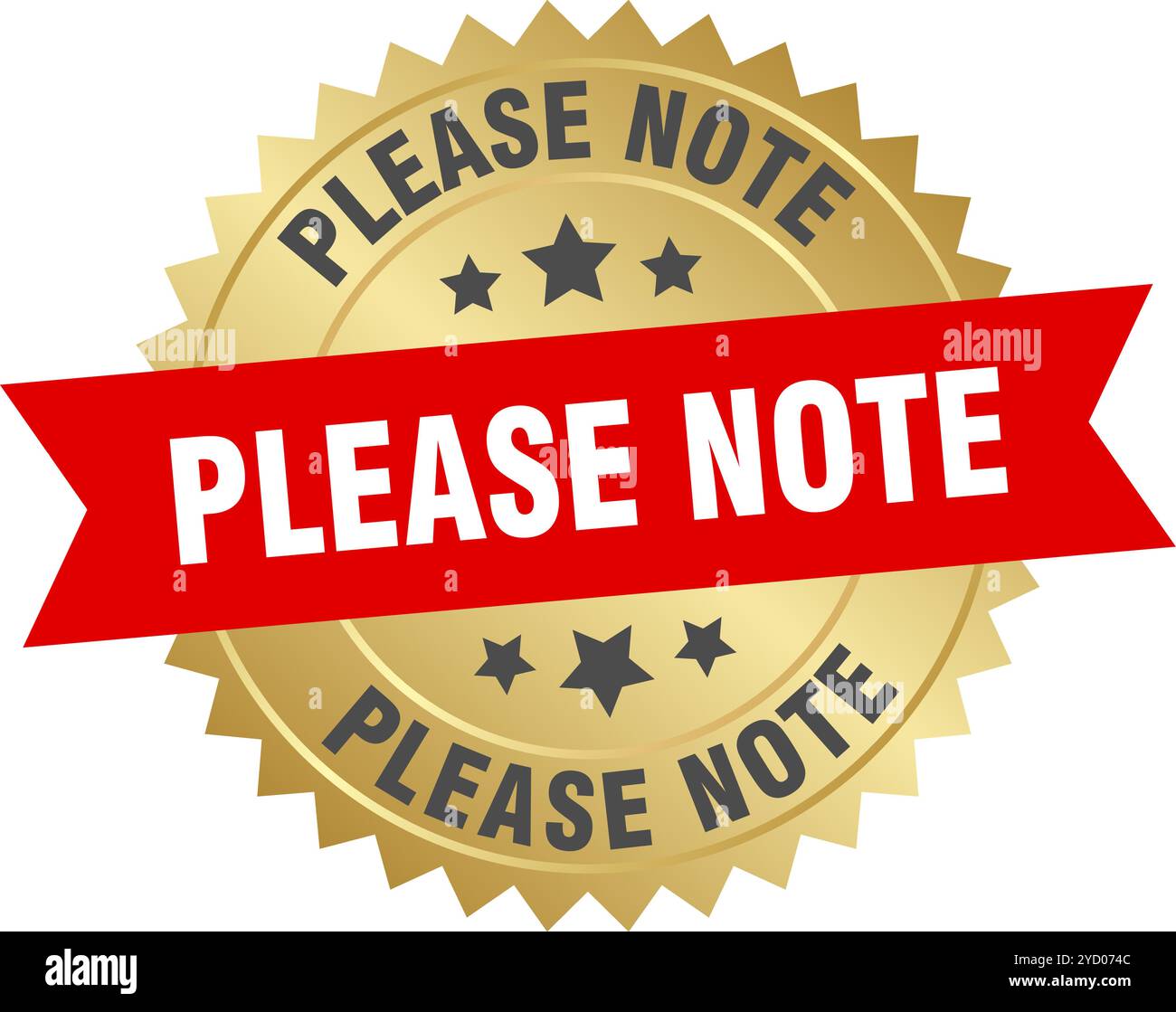 please note round red and gold label isolated on transparent background ...