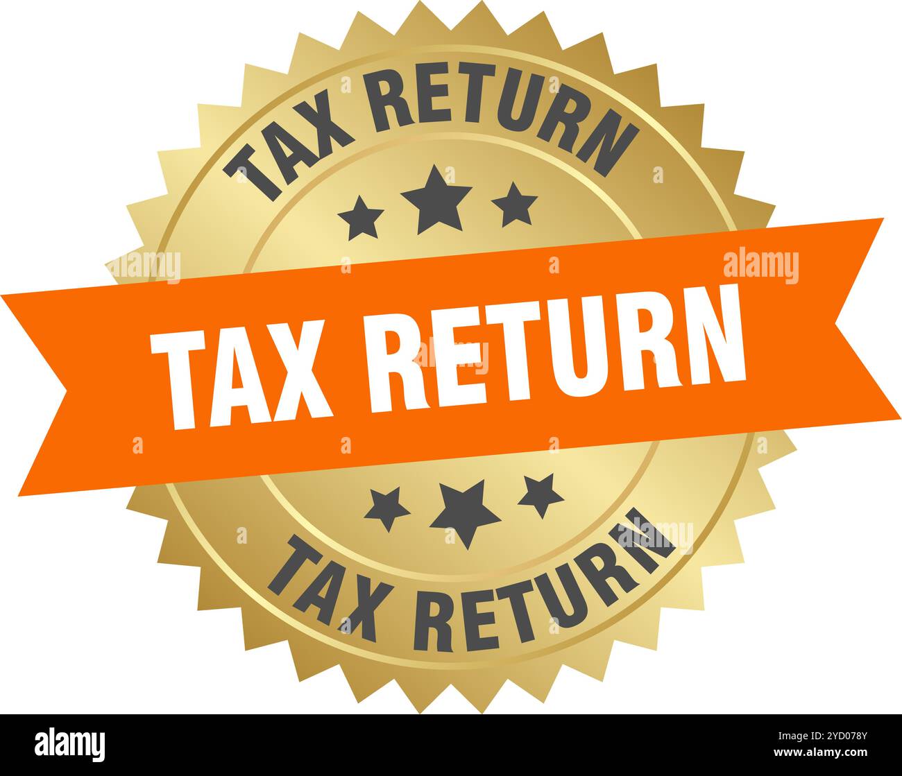 tax return round orange and gold label isolated on transparent ...