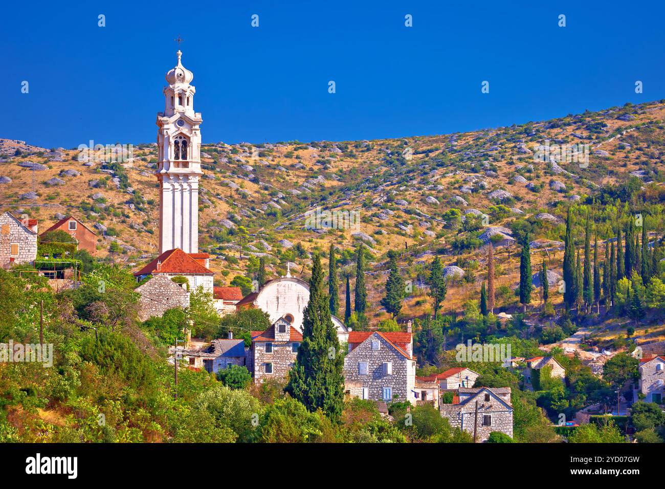 Stone vilage Lozisca on Brac island view Stock Photo - Alamy