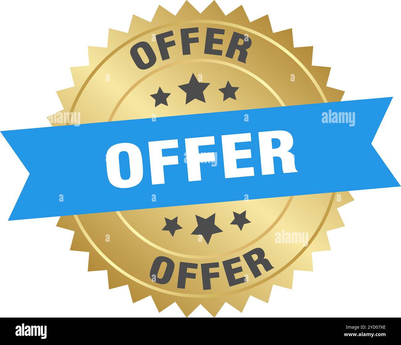 offer round blue and gold label isolated on transparent background ...