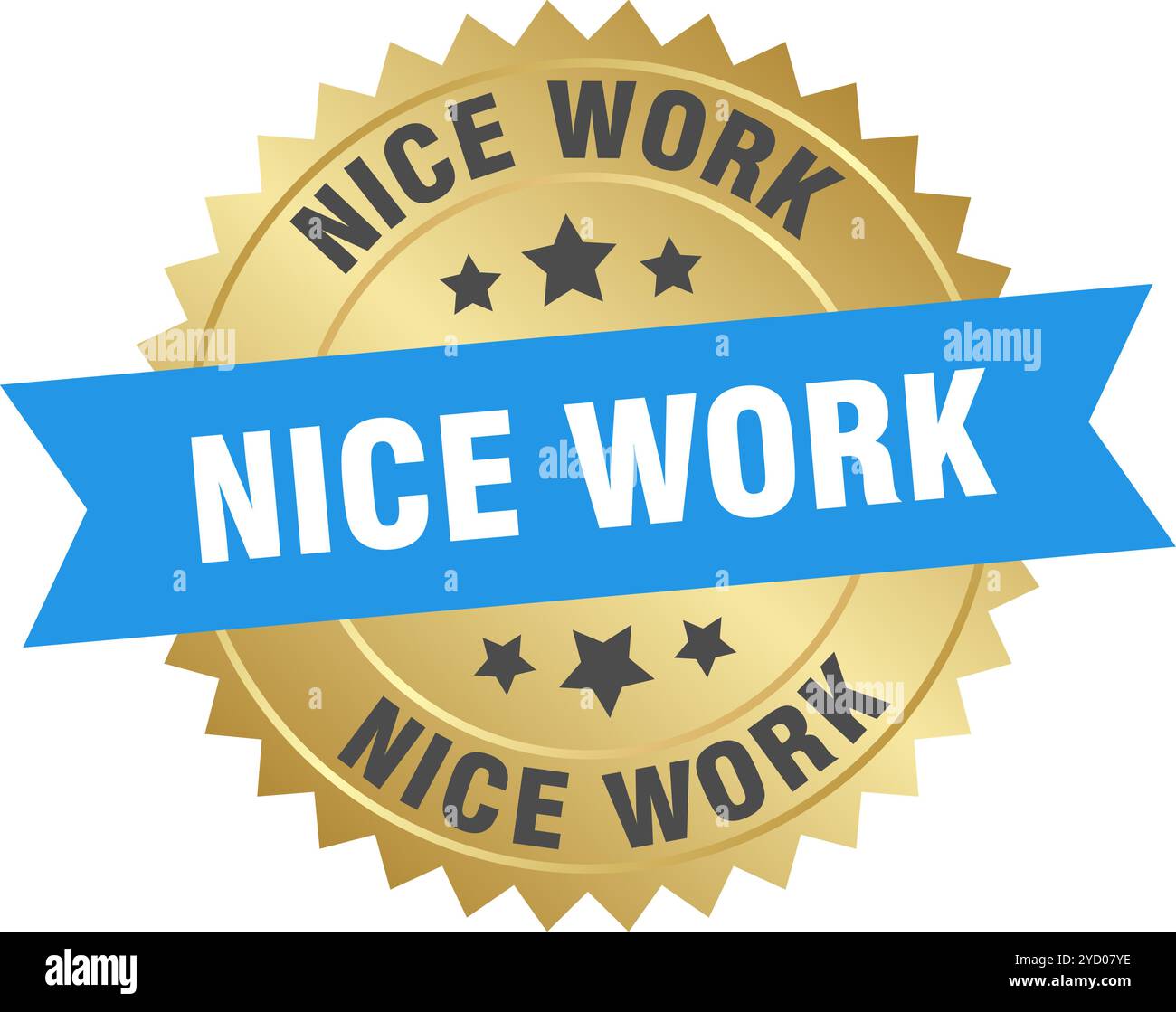 nice work round blue and gold label isolated on transparent background ...