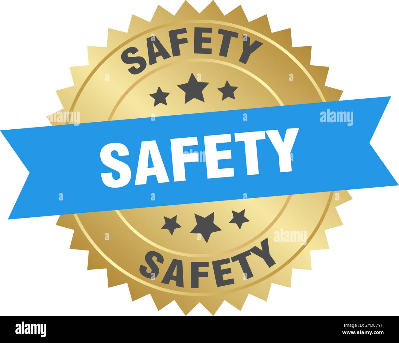 safety round blue and gold label isolated on transparent background ...