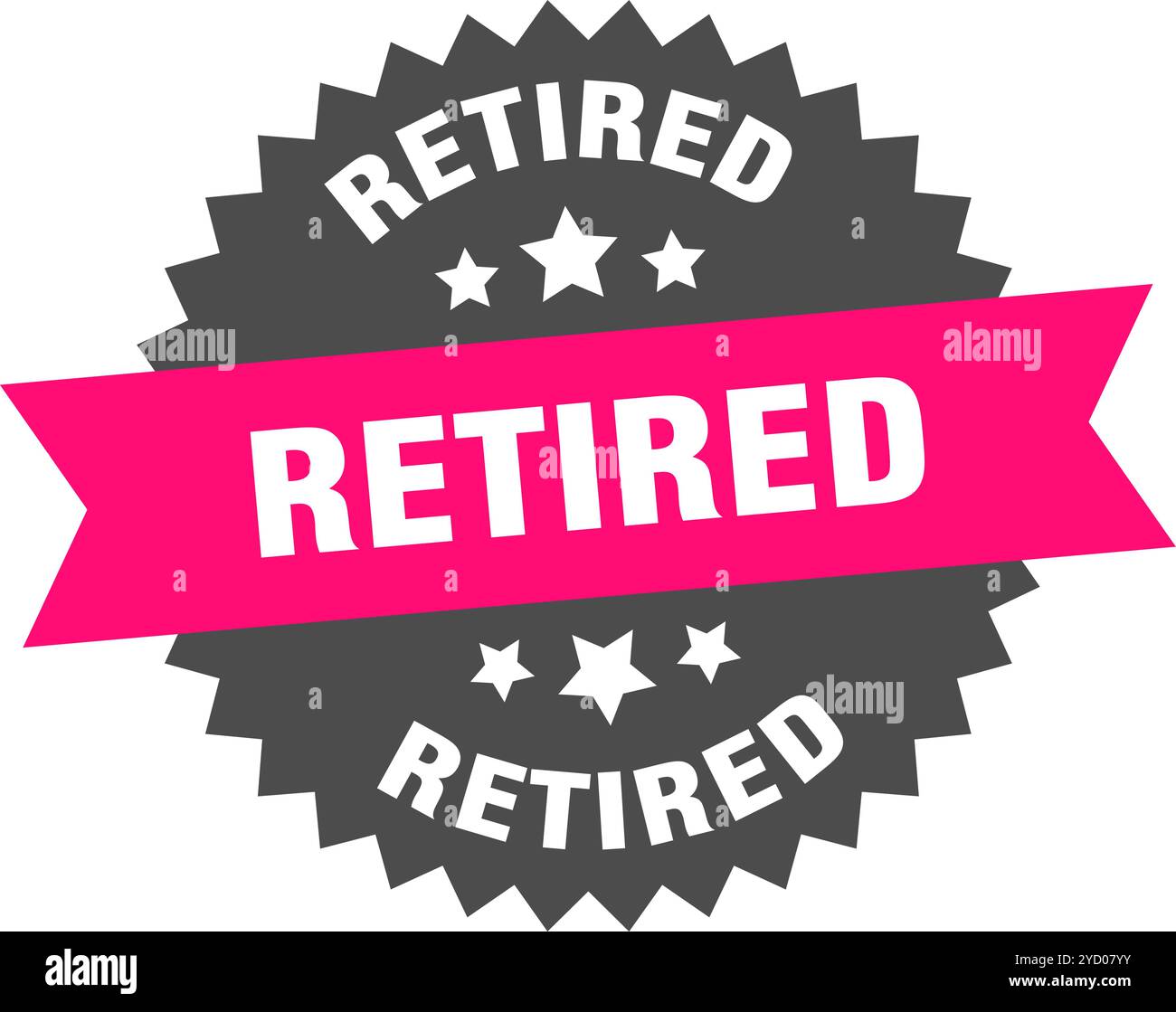 retired round pink label isolated on transparent background. retired ...