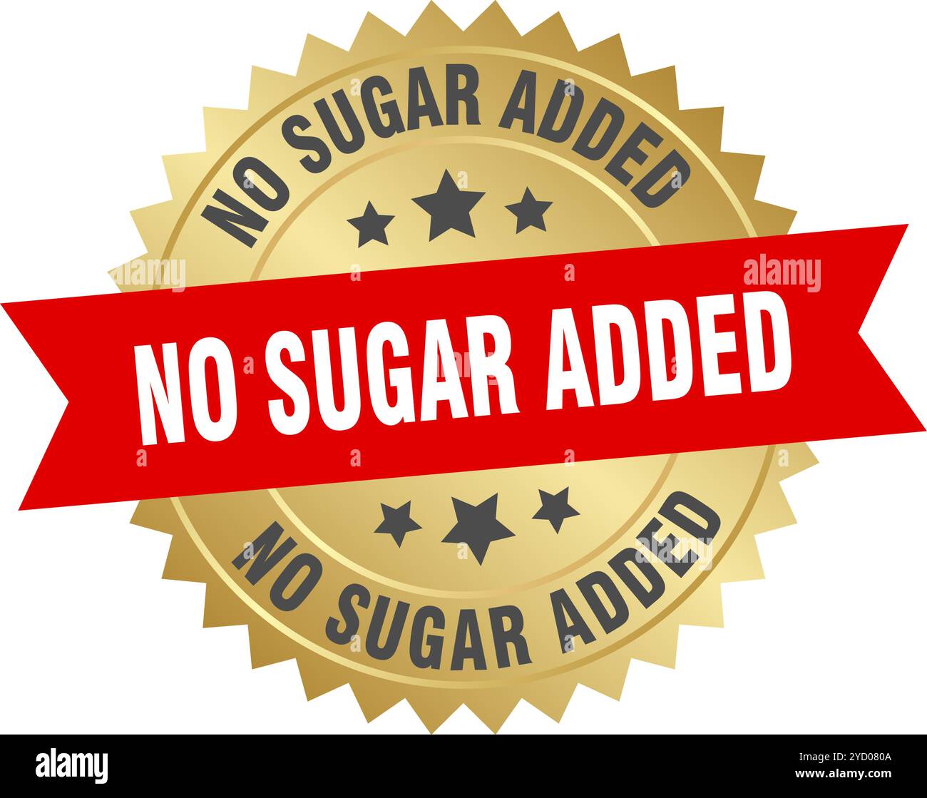 no sugar added round red and gold label isolated on transparent ...