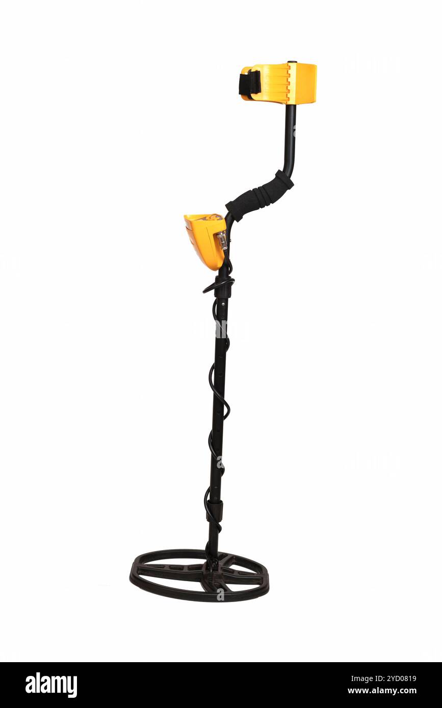 Modern metal detector isolated on white background Stock Photo - Alamy