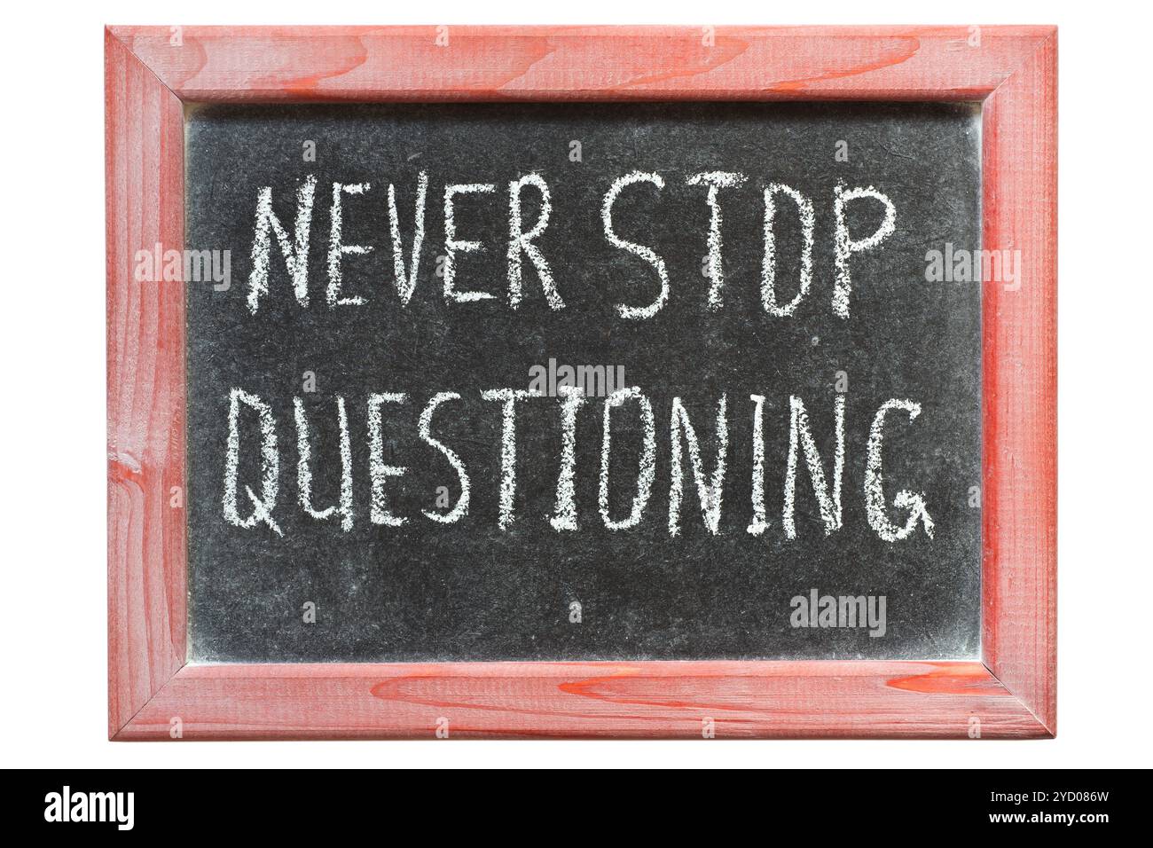never stop questioning phrase handwritten on vintage blackboard ...