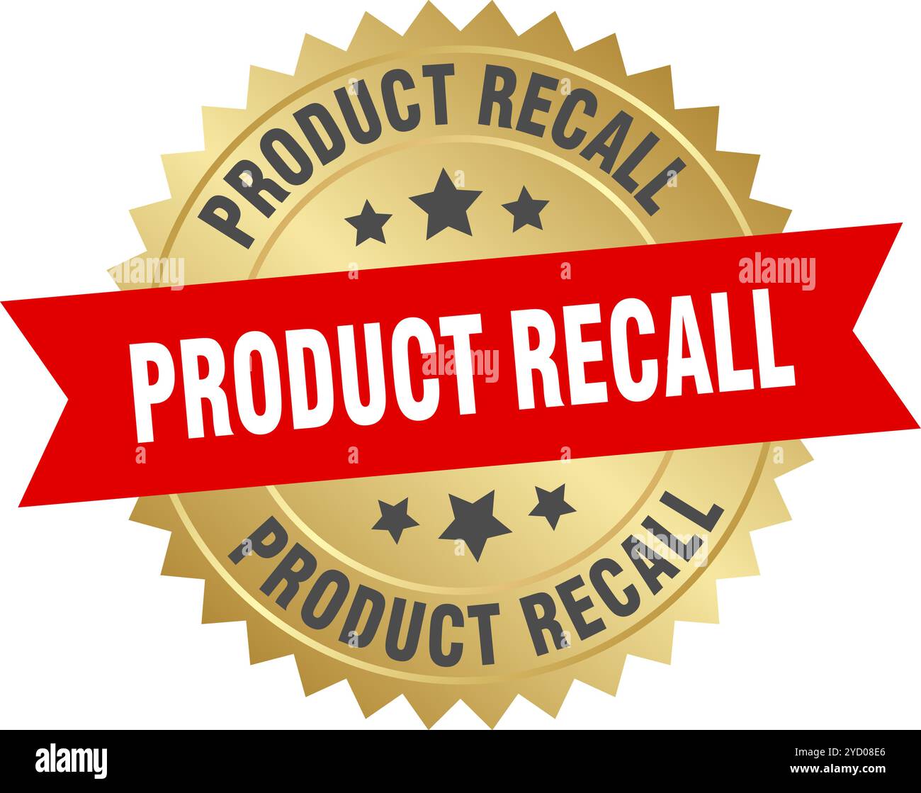 product recall round red and gold label isolated on transparent ...