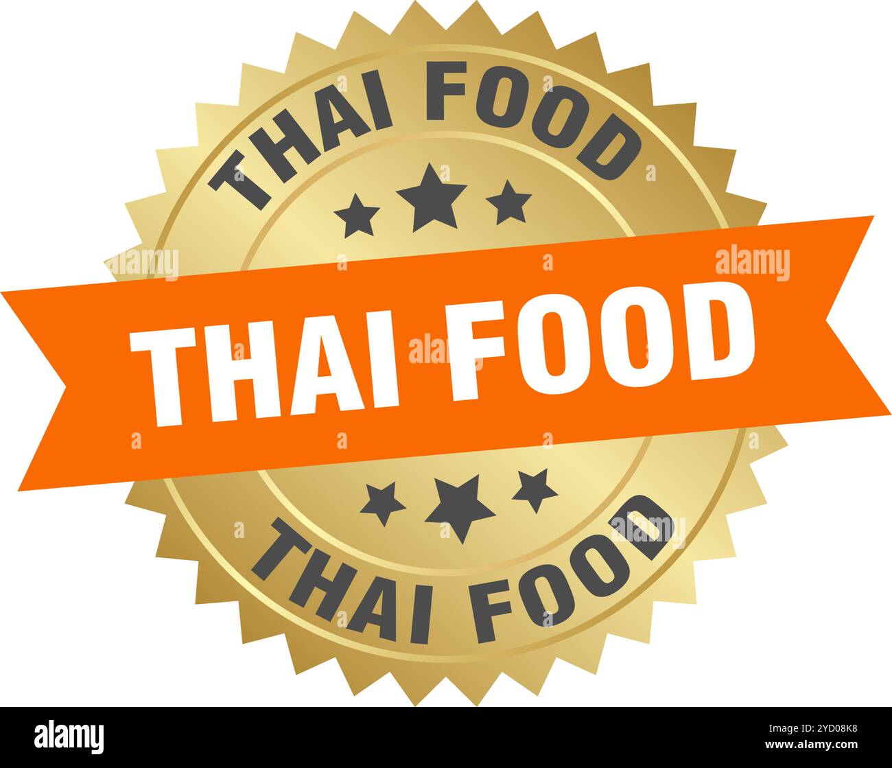 thai food round orange and gold label isolated on transparent ...