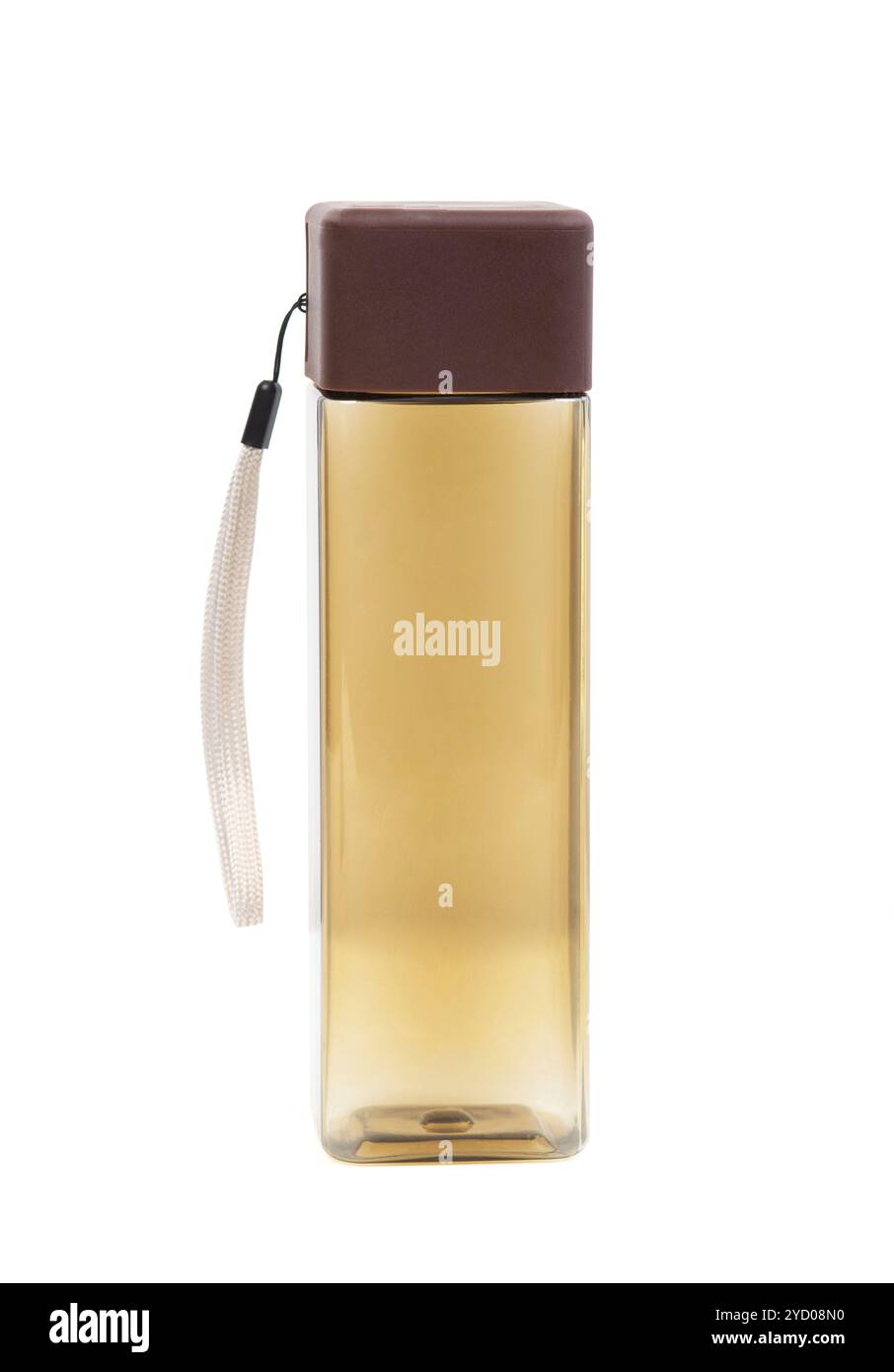 brown plastic bottle for drink with rectangular shape isolated on white ...
