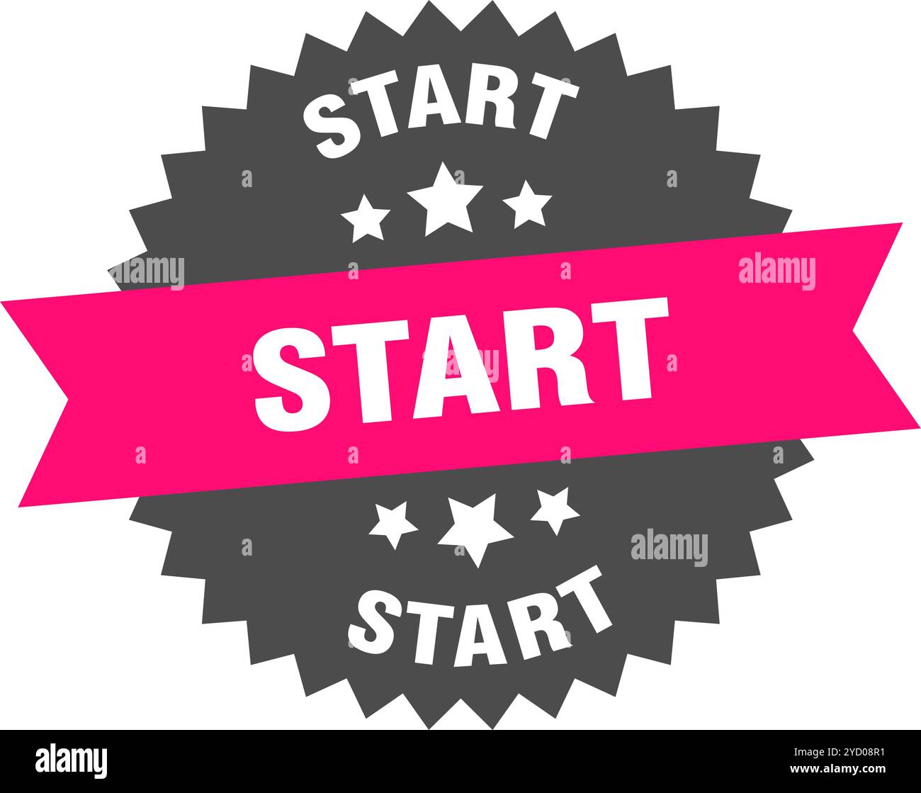 start round pink label isolated on transparent background. start Stock ...