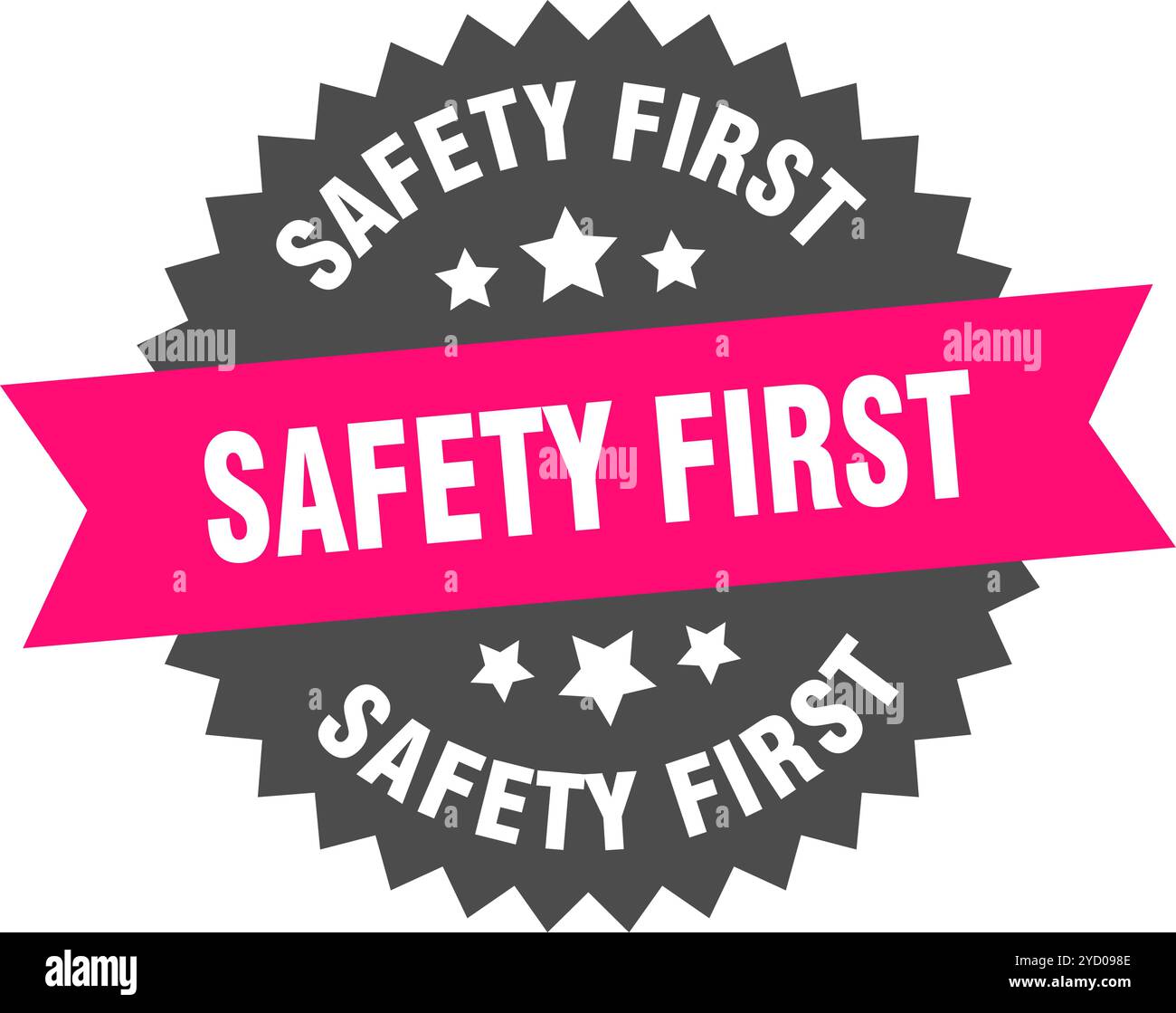 safety first round pink label isolated on transparent background ...