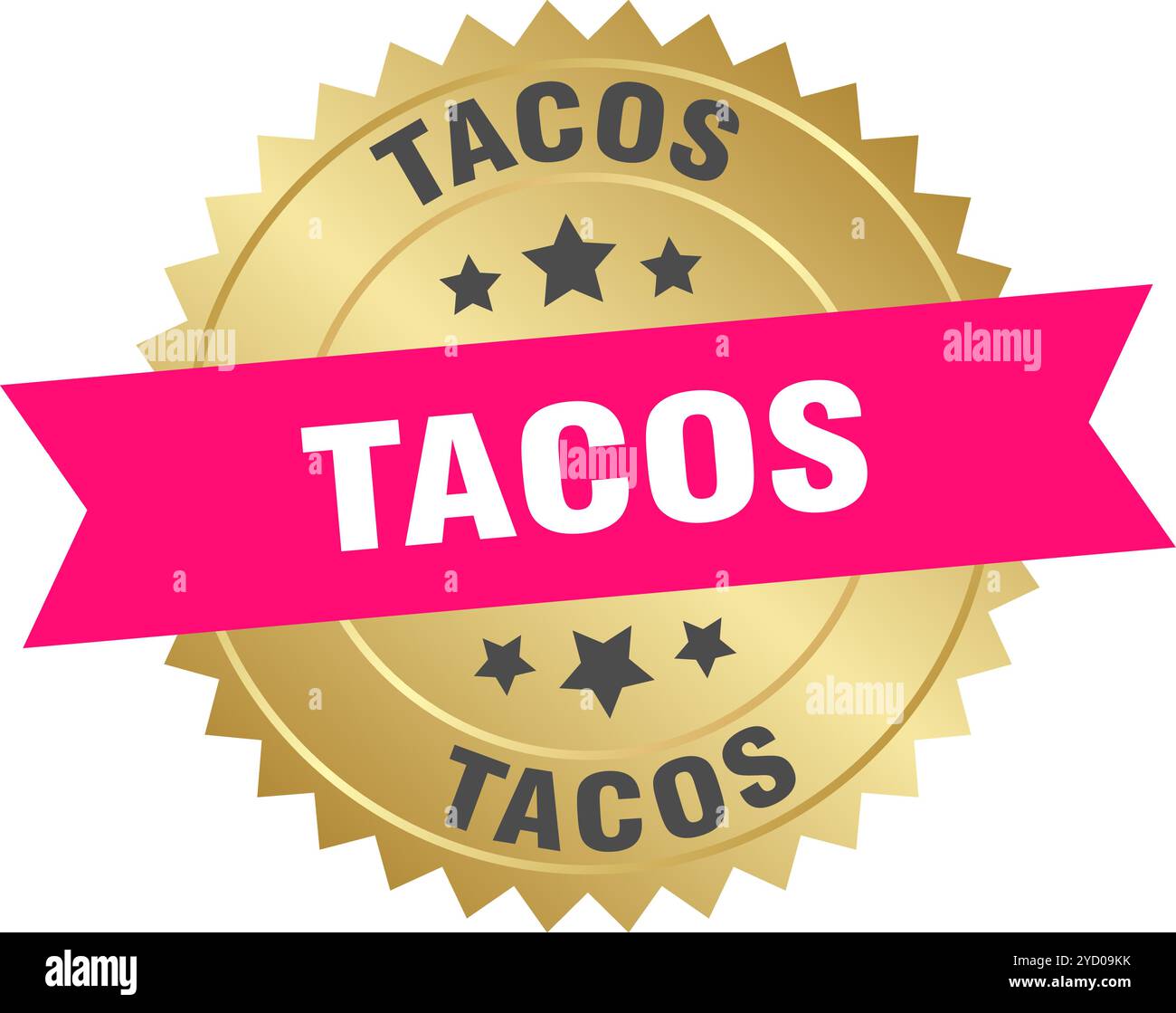tacos round pink and gold label isolated on transparent background ...