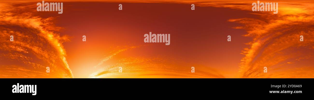 Golden glowing red orange overcast sunset sky 360 hdr panorama ...