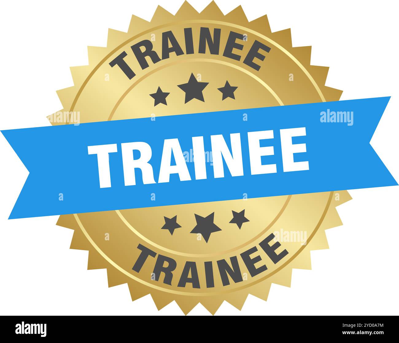 trainee round blue and gold label isolated on transparent background ...