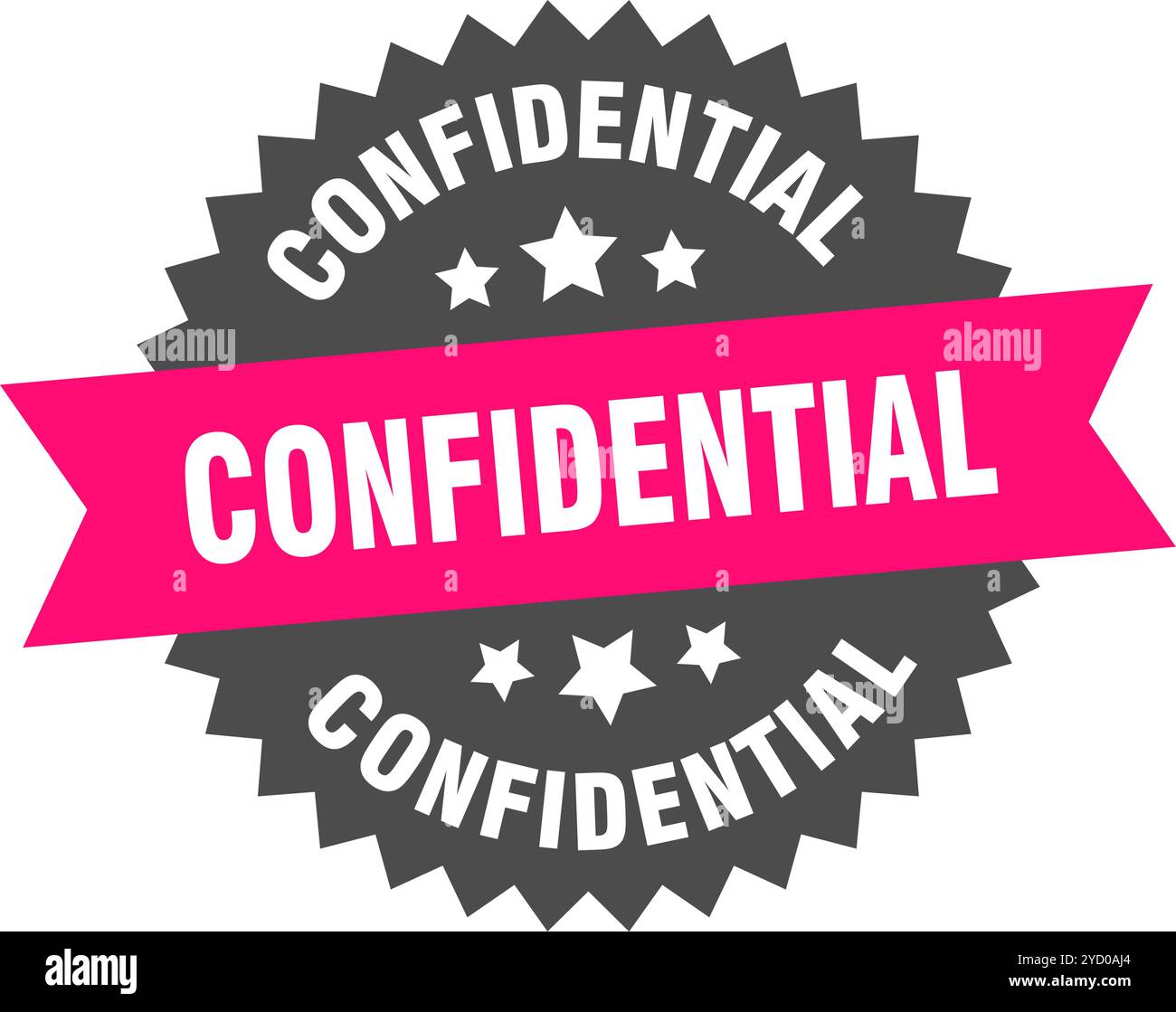 confidential round pink label isolated on transparent background ...