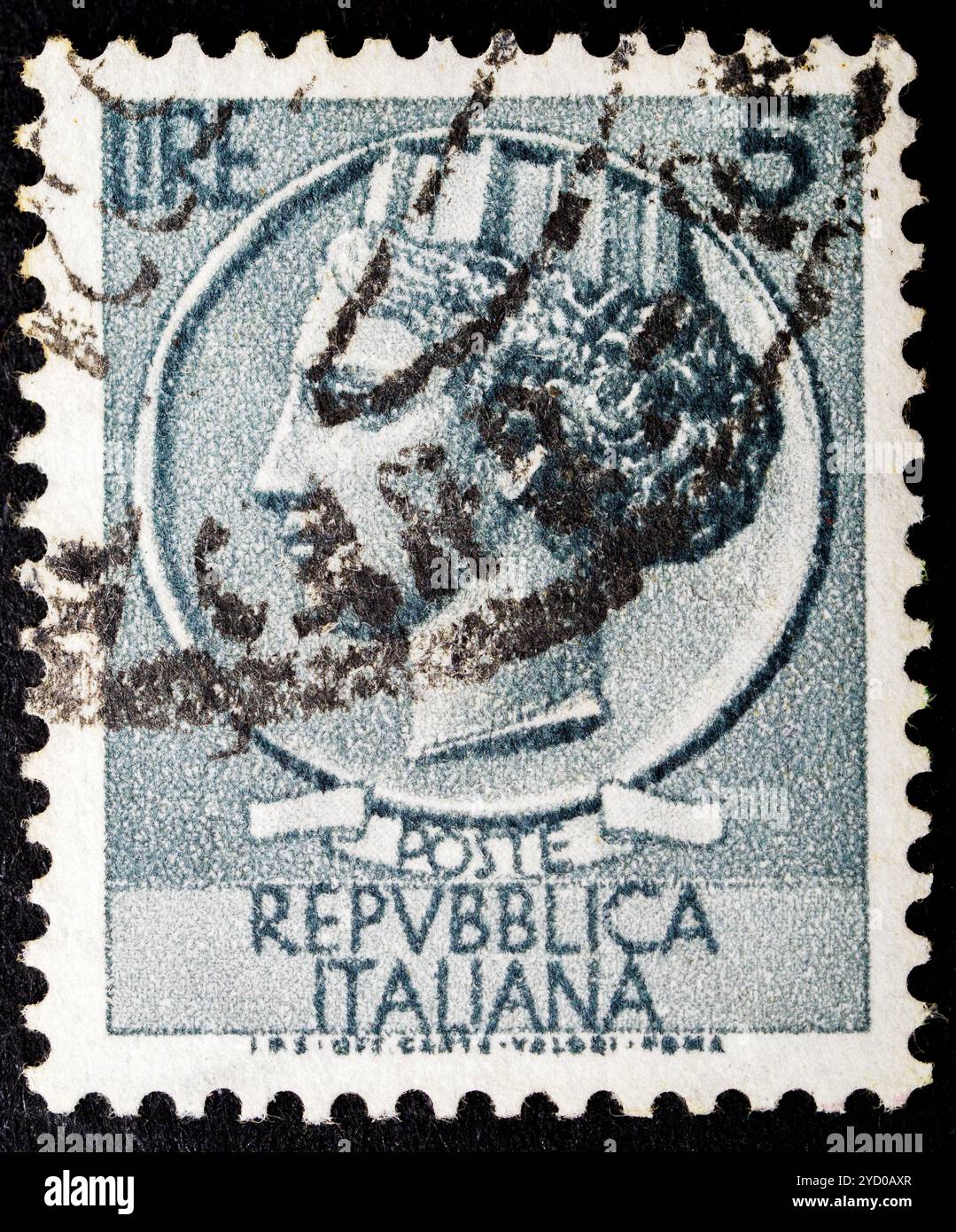 100 lire Siracusana fluorescente - Italian postage stamp with a Greek ...