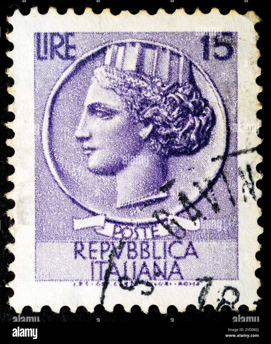 100 lire Siracusana fluorescente - Italian postage stamp with a Greek ...