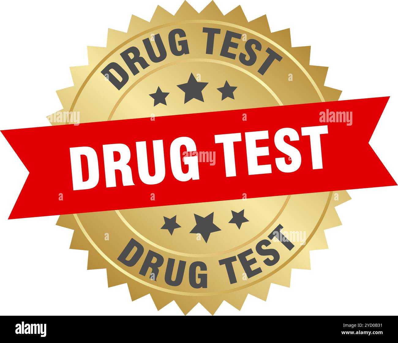 drug test round red and gold label isolated on transparent background ...