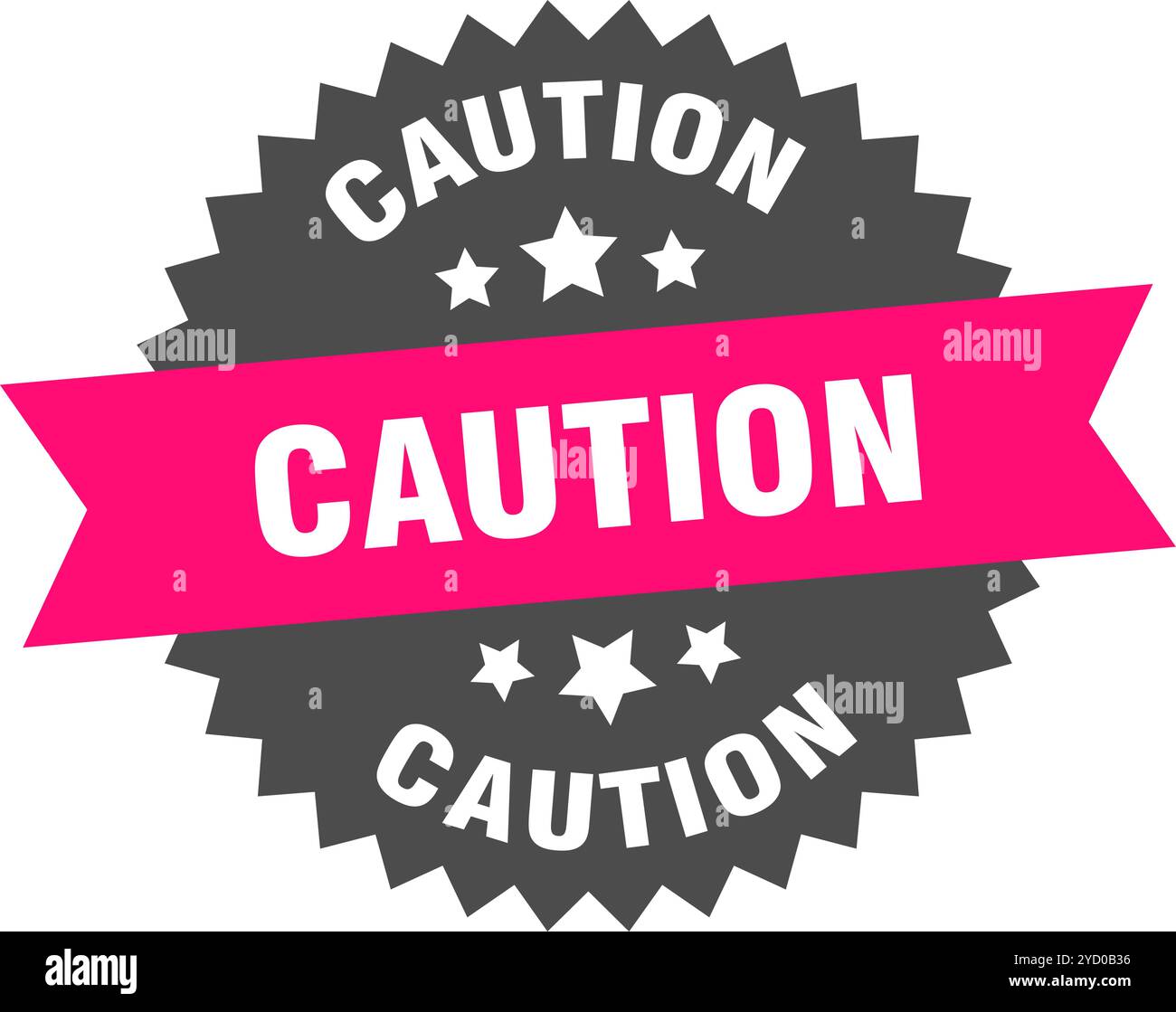 caution round pink label isolated on transparent background. caution ...