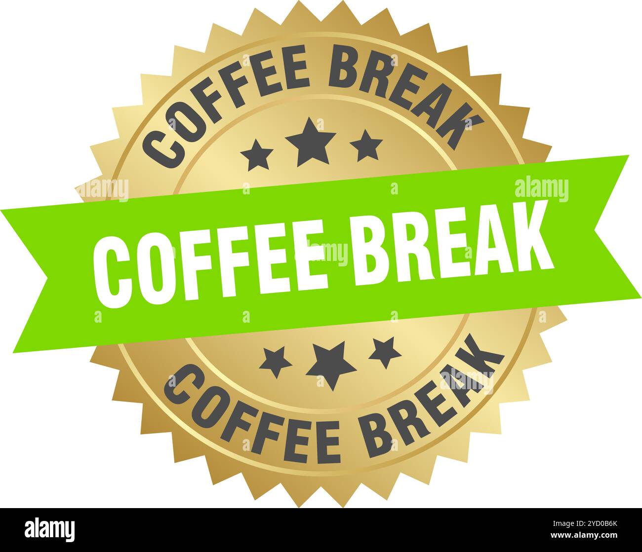 coffee break round green and gold label isolated on transparent ...
