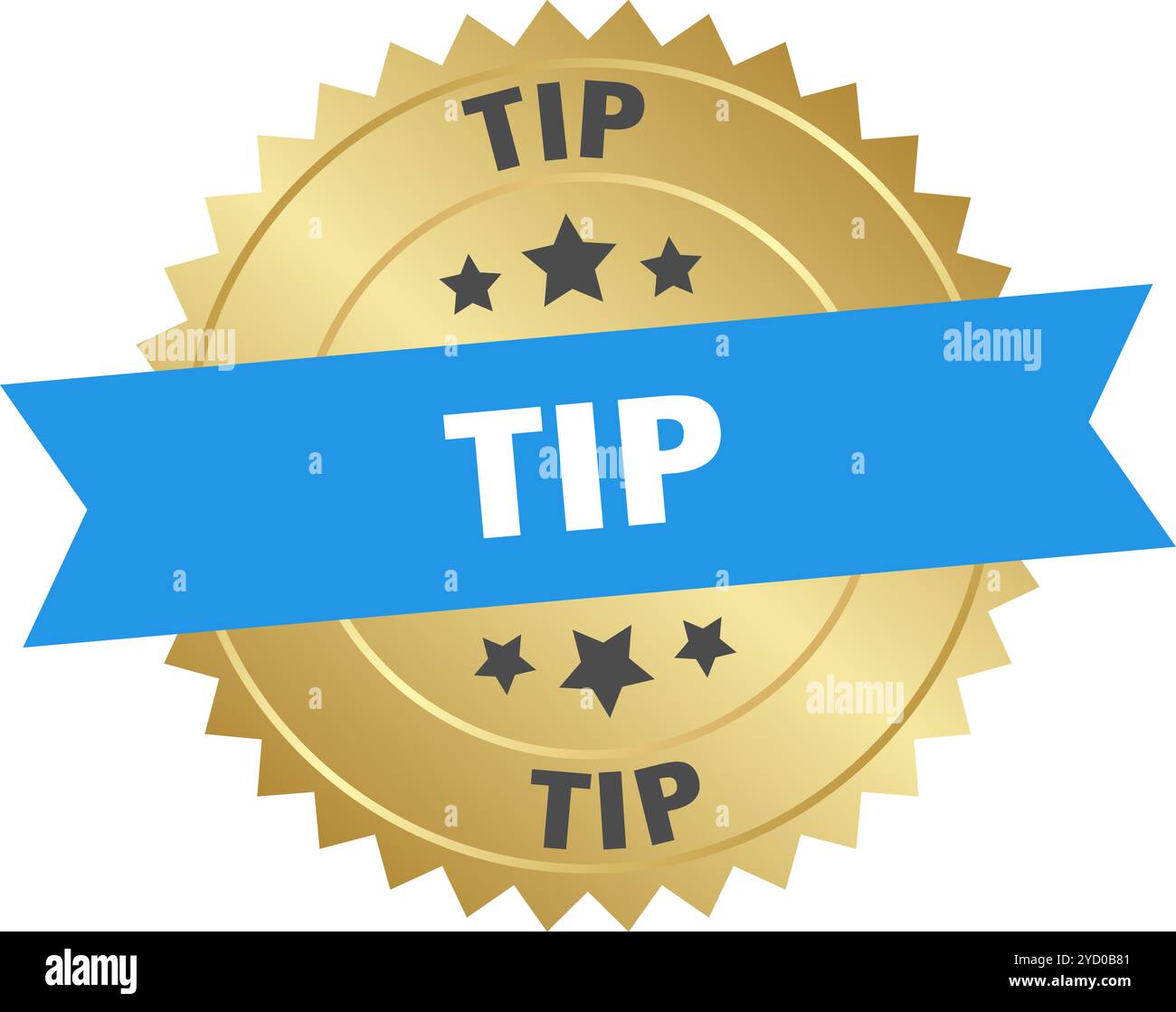 tip round blue and gold label isolated on transparent background. tip ...