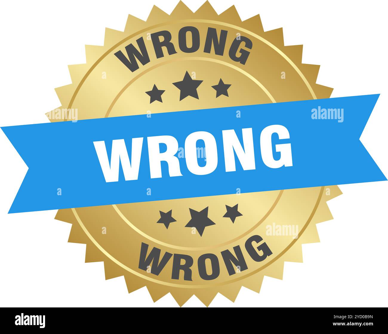 wrong round blue and gold label isolated on transparent background ...