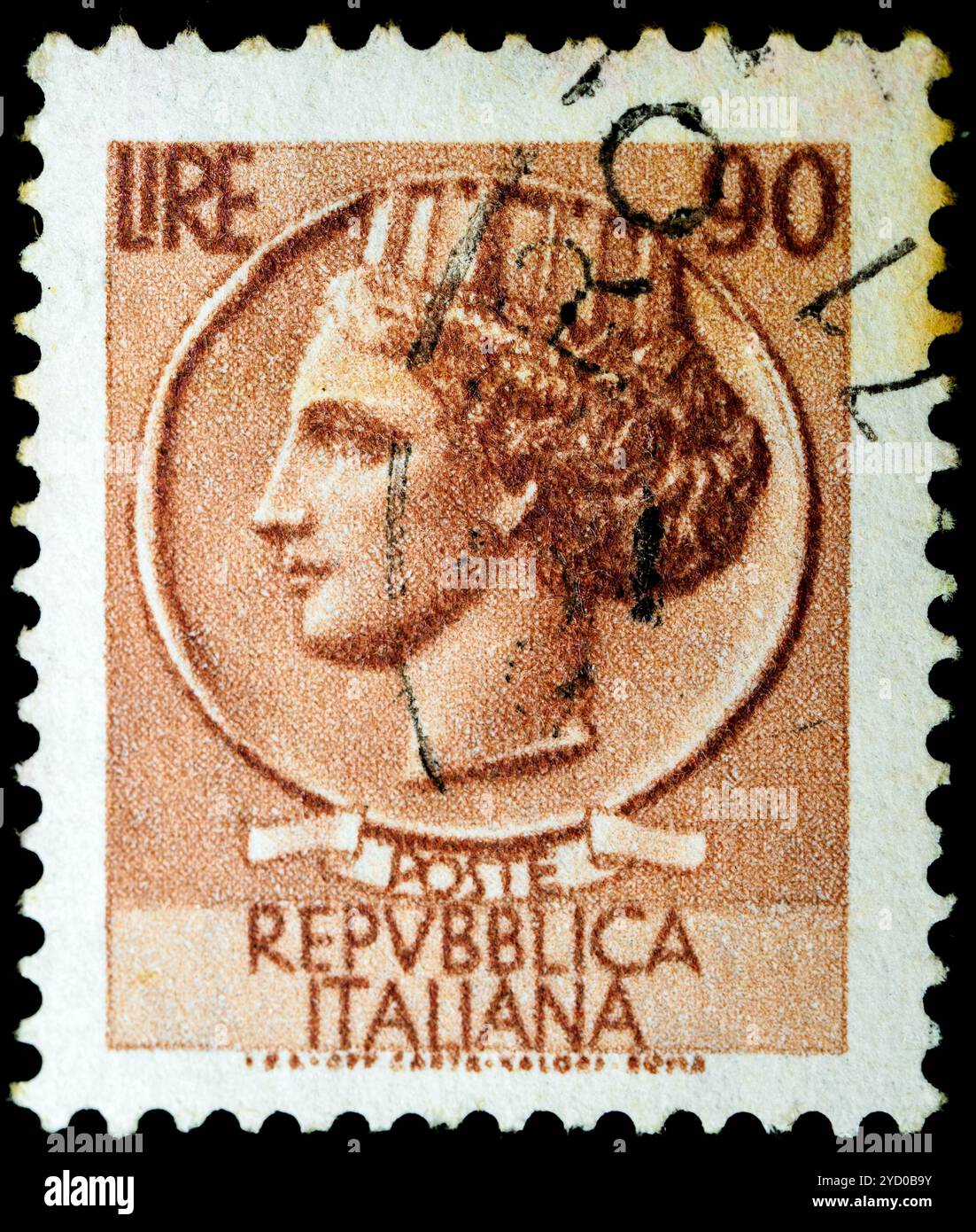 30 lire Siracusana fluorescente - Italian postage stamp with a Greek ...