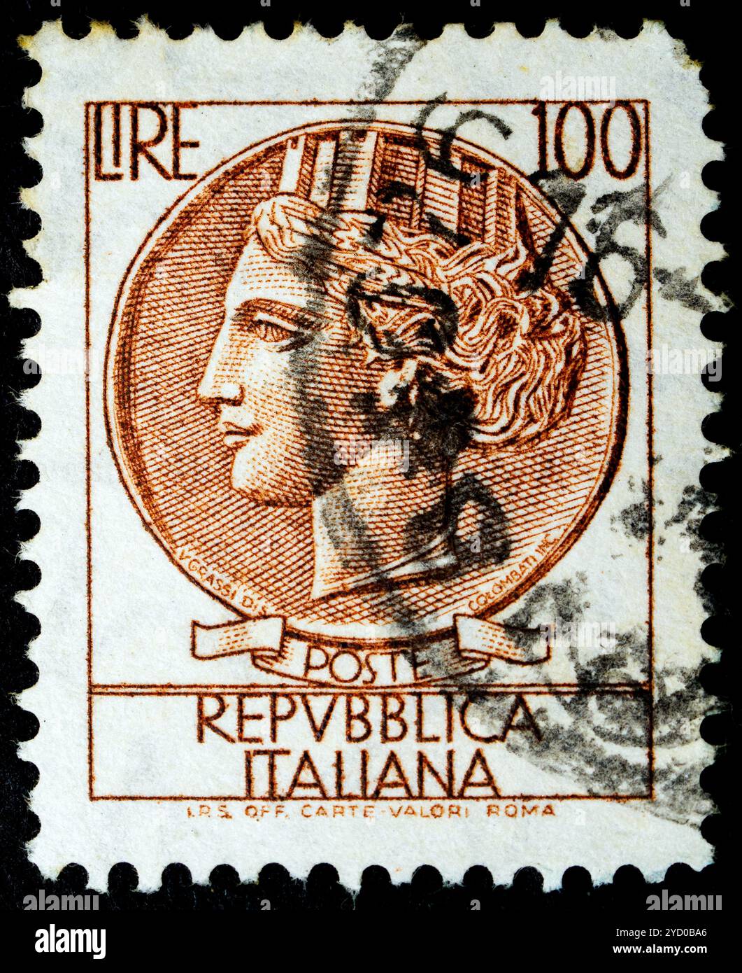 30 lire Siracusana fluorescente - Italian postage stamp with a Greek ...