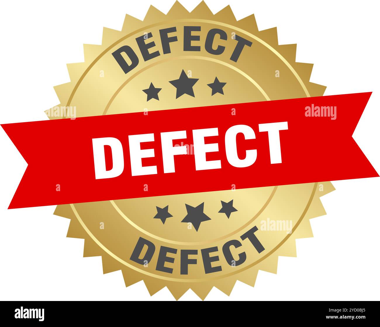 defect round red and gold label isolated on transparent background ...
