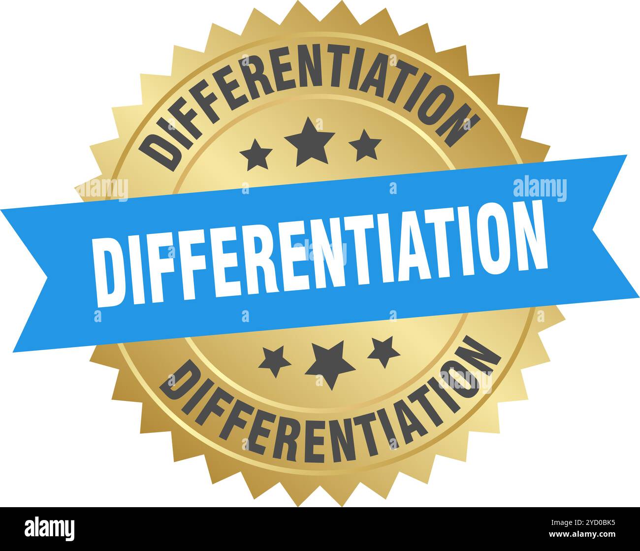 differentiation round blue and gold label isolated on transparent ...