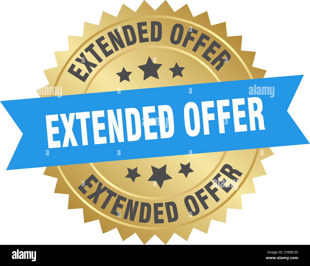 extended offer round blue and gold label isolated on transparent ...