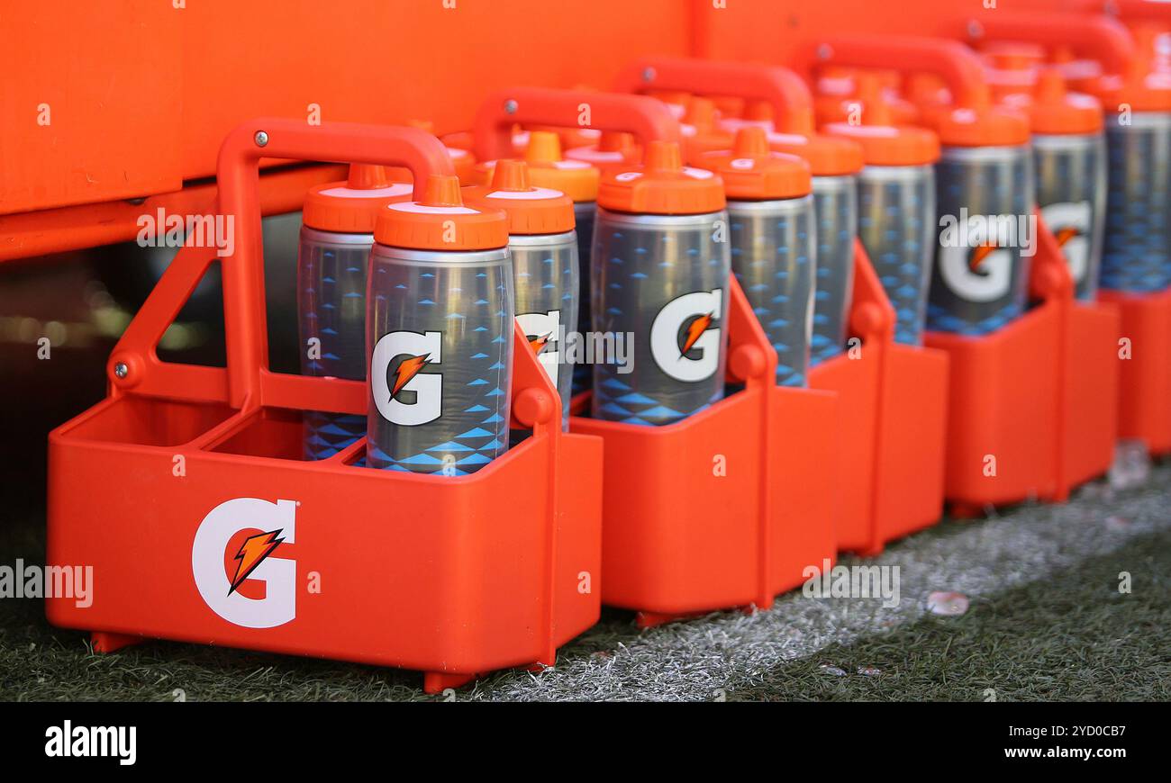 Gatorade equipment on display before an NFL football game between the ...
