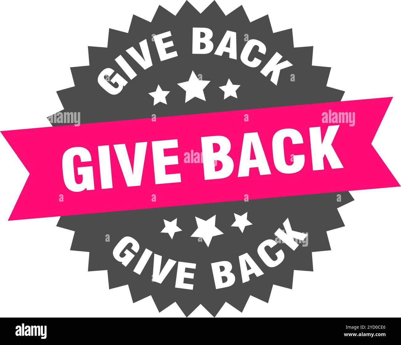 give back round pink label isolated on transparent background. give ...