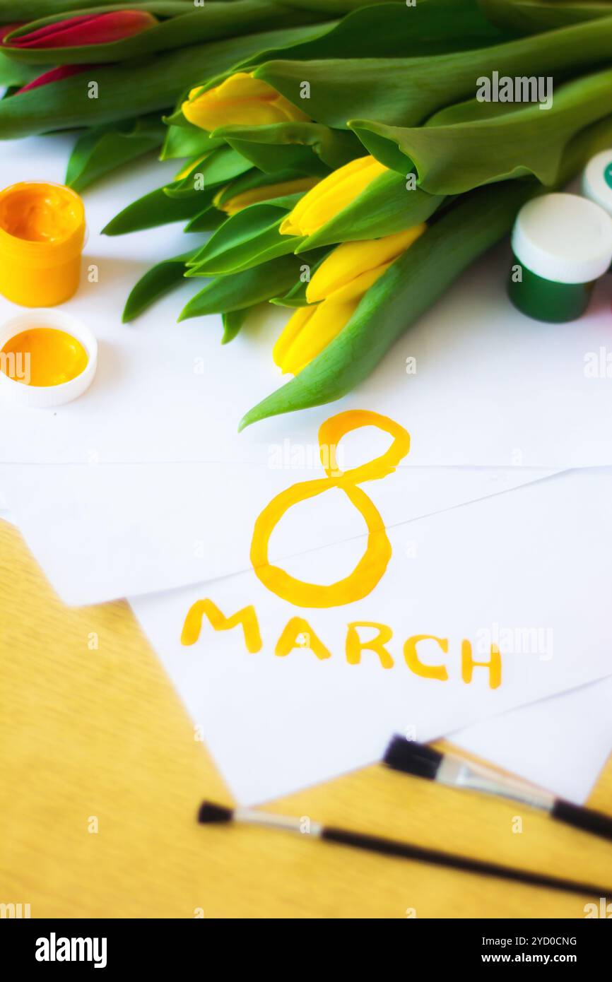 Postcard on March 8. Congratulations on the feast of women. Photos with ...