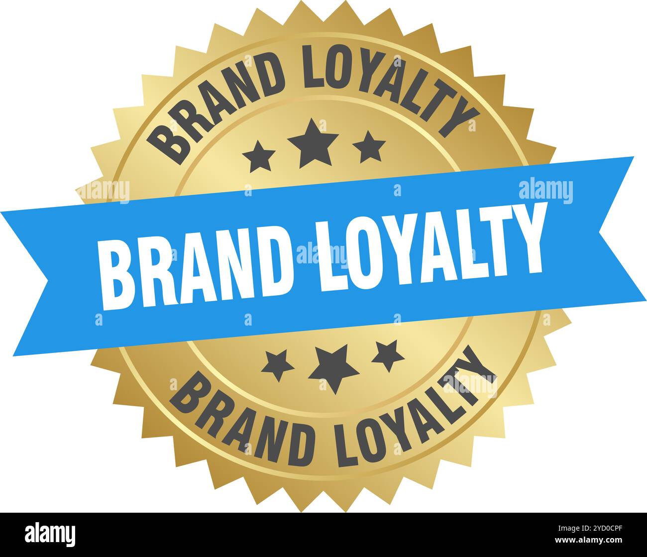 brand loyalty round blue and gold label isolated on transparent ...