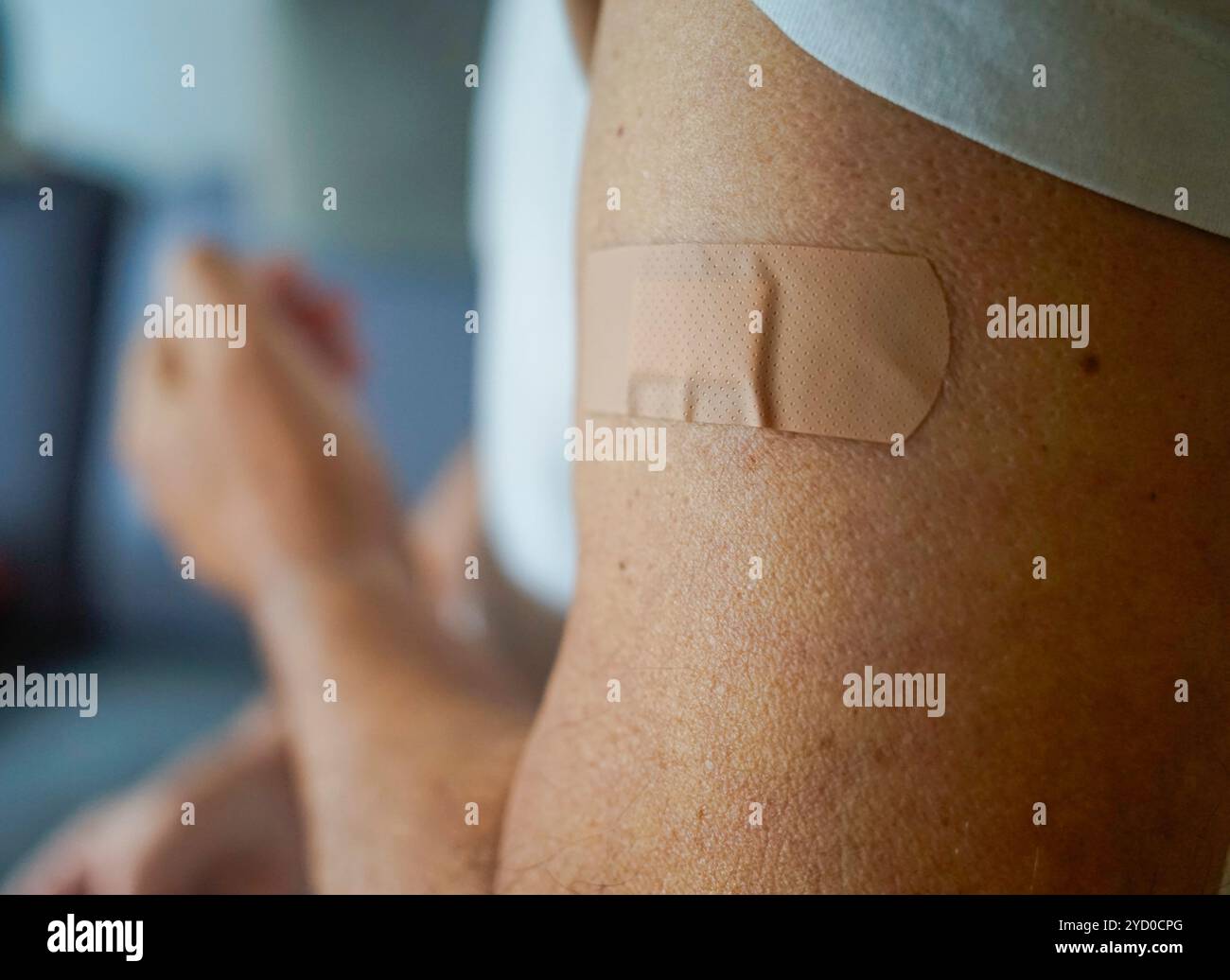 Detail of a man's arm with adhesive plaster for wound care Stock Photo ...