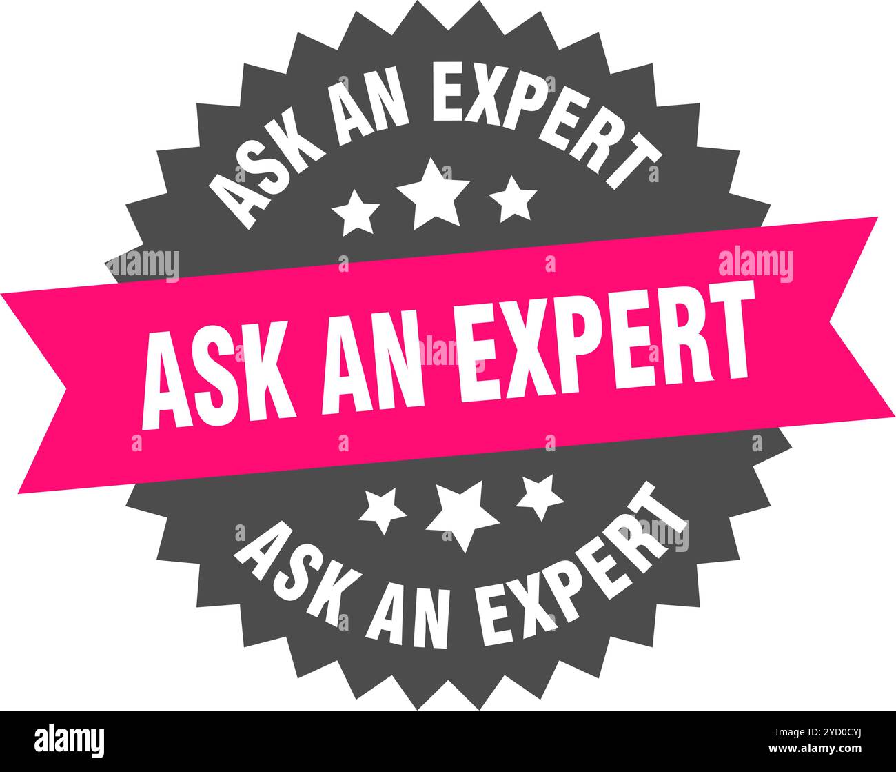 ask an expert round pink label isolated on transparent background. ask ...